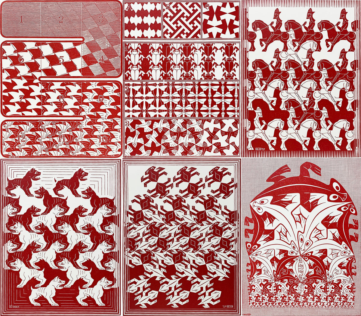 Regular Division of the Plane I #416 Red Suite of 6 – Morton Contemporary